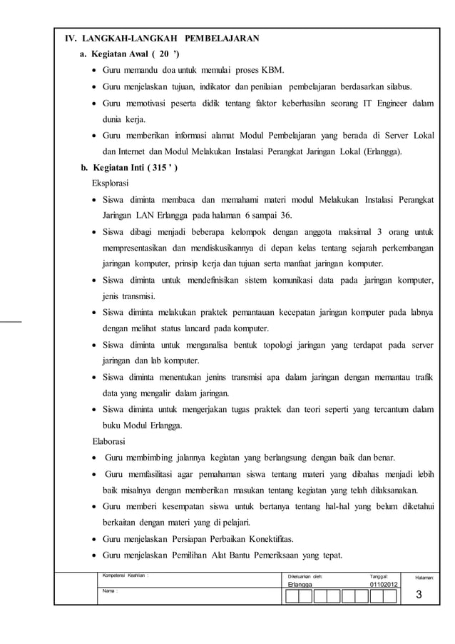 Rpp jaringan dasar | PDF