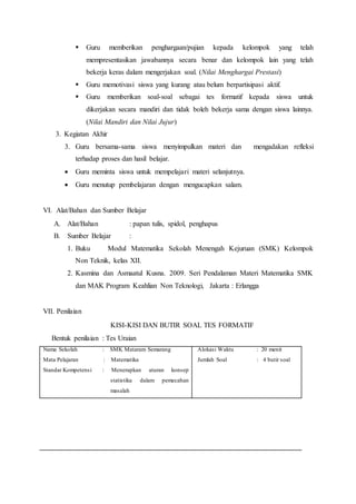 Rpp kd 1 dan 2 statistika | PDF