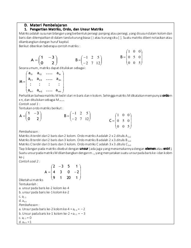 Materi Operasi Aljabar Matriks