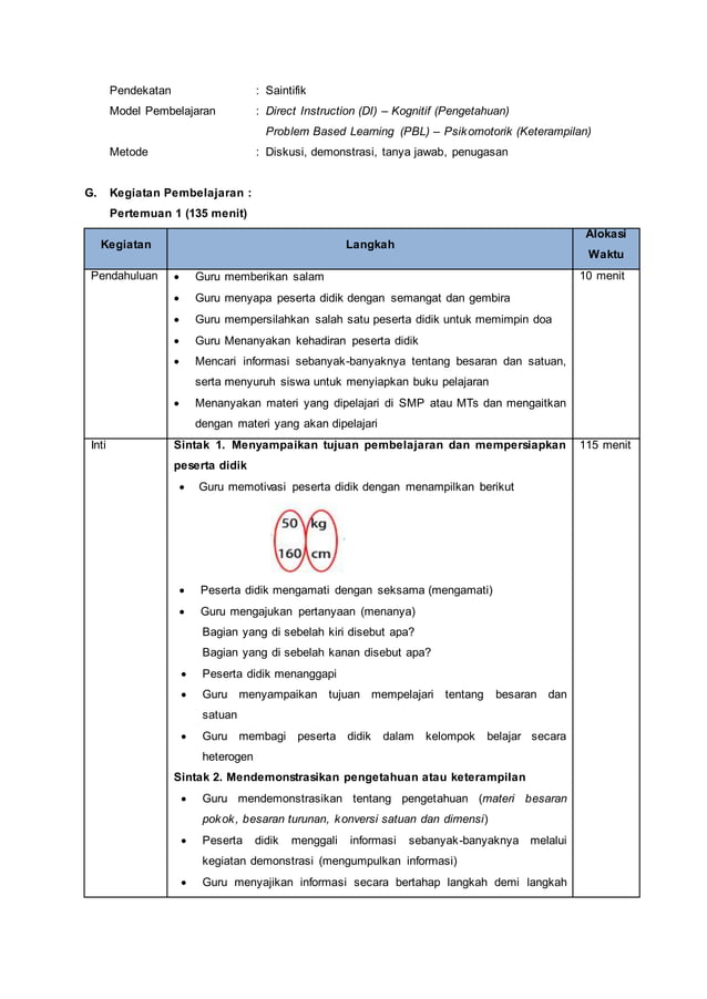 Rpp kd 3.1 dan 4.1 fisika tik besaran dan satuan | DOCX