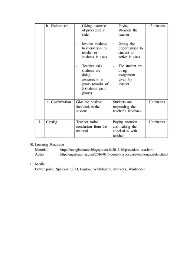 Lesson Plan Senior High School 3 | PDF