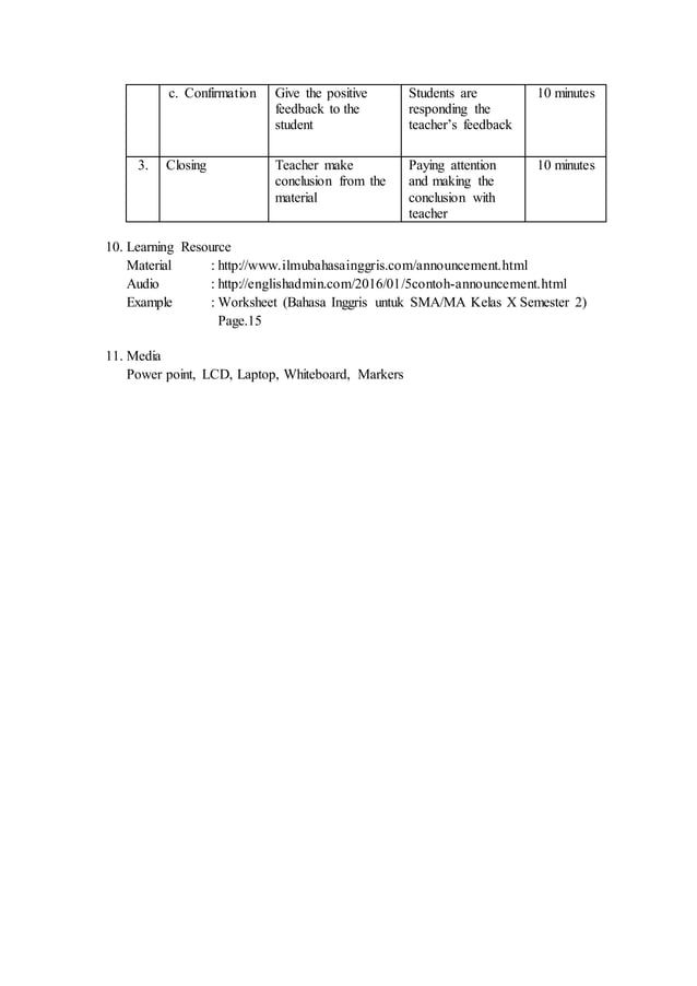 Lesson Plan Senior High School 3 | PDF
