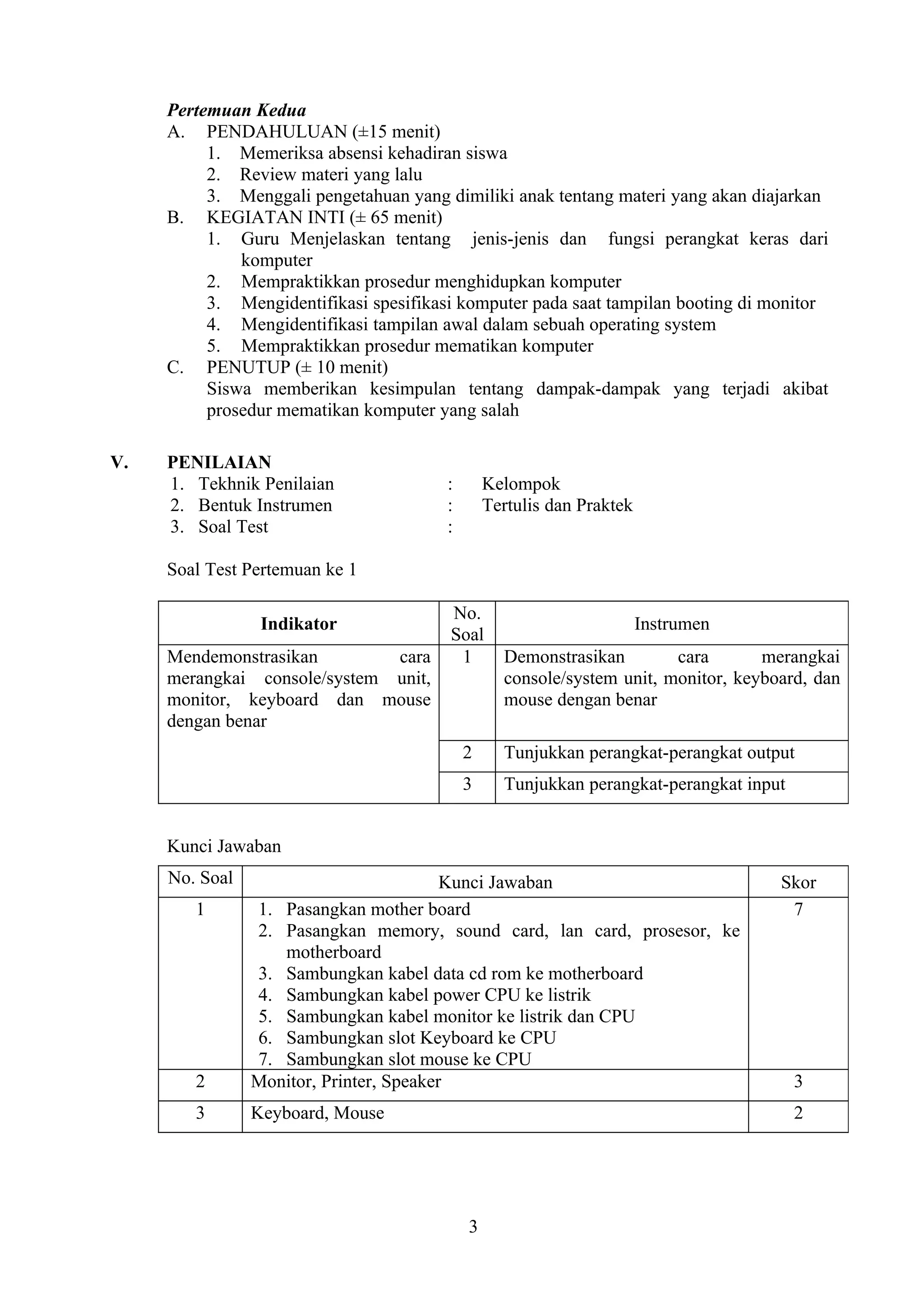 Rpp kelas 1 sem 1 1011 | PDF