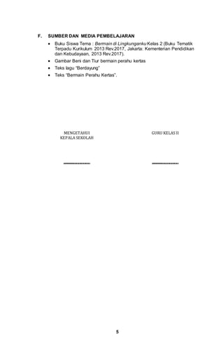 Rpp kelas 2 tema 2 bermain di lingkunganku revisi 2018 | DOCX