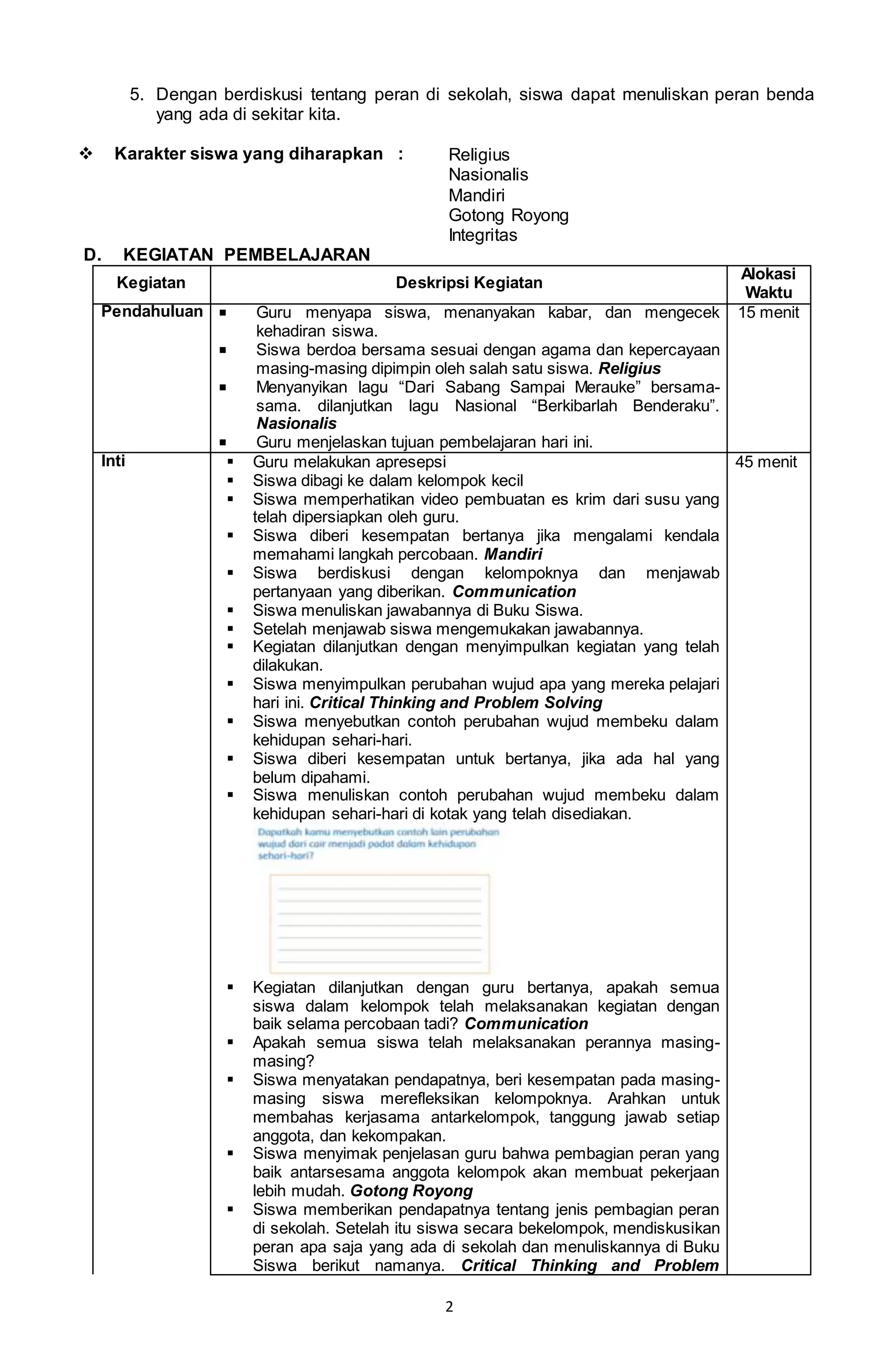 Rpp kelas 3 tema 3 subtema 3 pb 2 | DOC