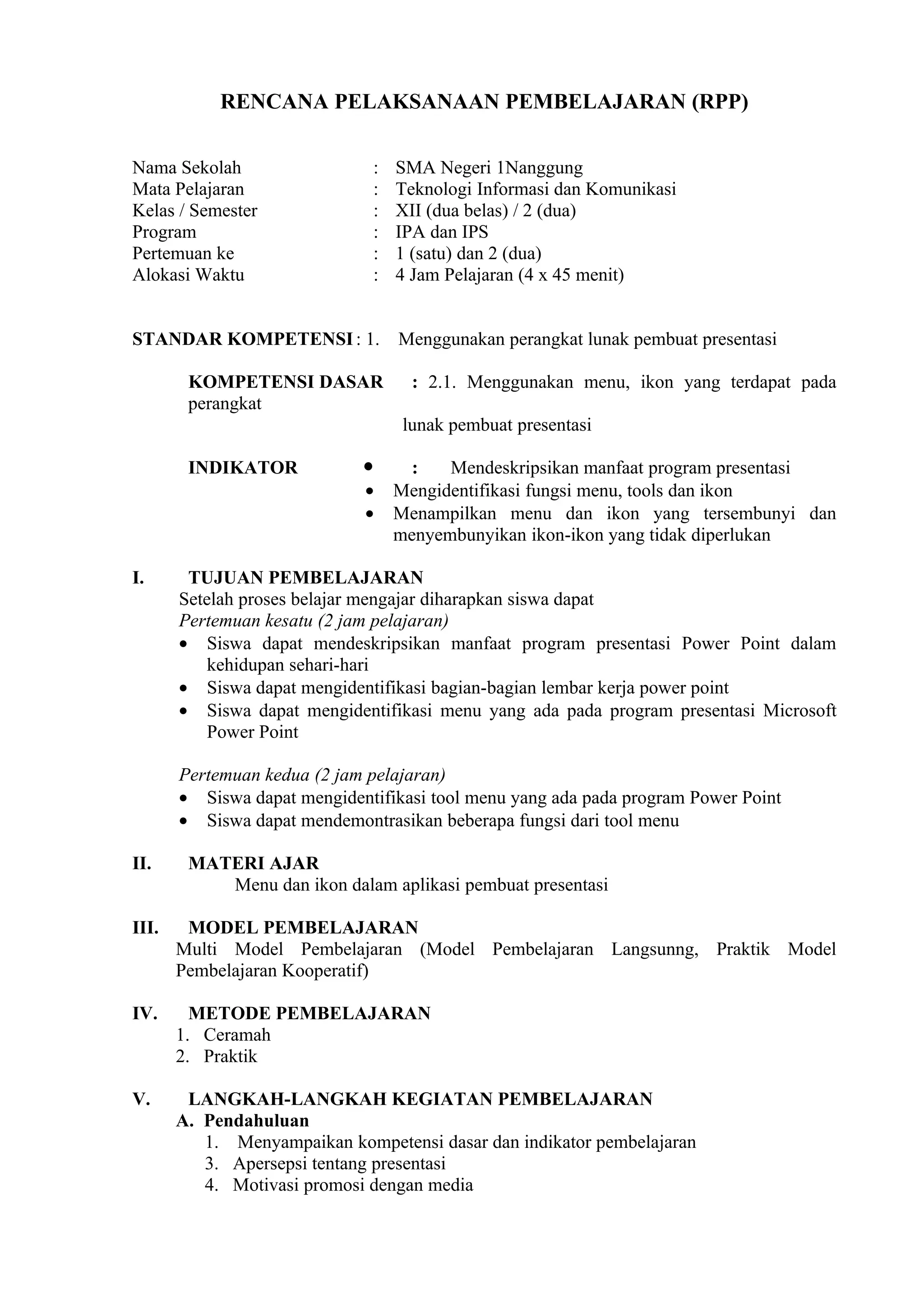 Rpp kelas 3 sem 2 cadangan | DOC