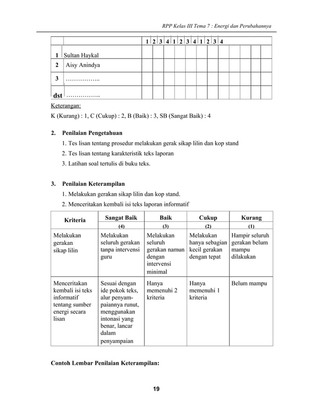 Rpp kelas 3 tema 7 energi dan perubahanya | DOC