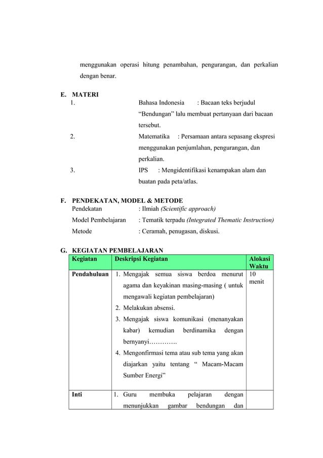 Rpp kelas 4 tema 2 subtema 1 pembelajaran 4 | DOC
