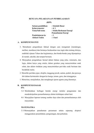 RPP kelas 4 tema 2 subtema 2 pembelajaran 2 | DOC