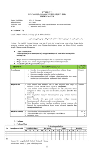 RPP KELAS 6 SD TEMA 1 SUB TEMA 3 | PDF