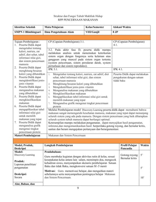 rencana pembelajaran ilmu pengetahuan alam kelas 8 | DOCX