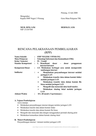 RPP TIK KLS IX SMP | PDF