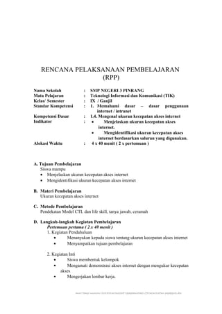 RPP TIK KLS IX SMP | PDF