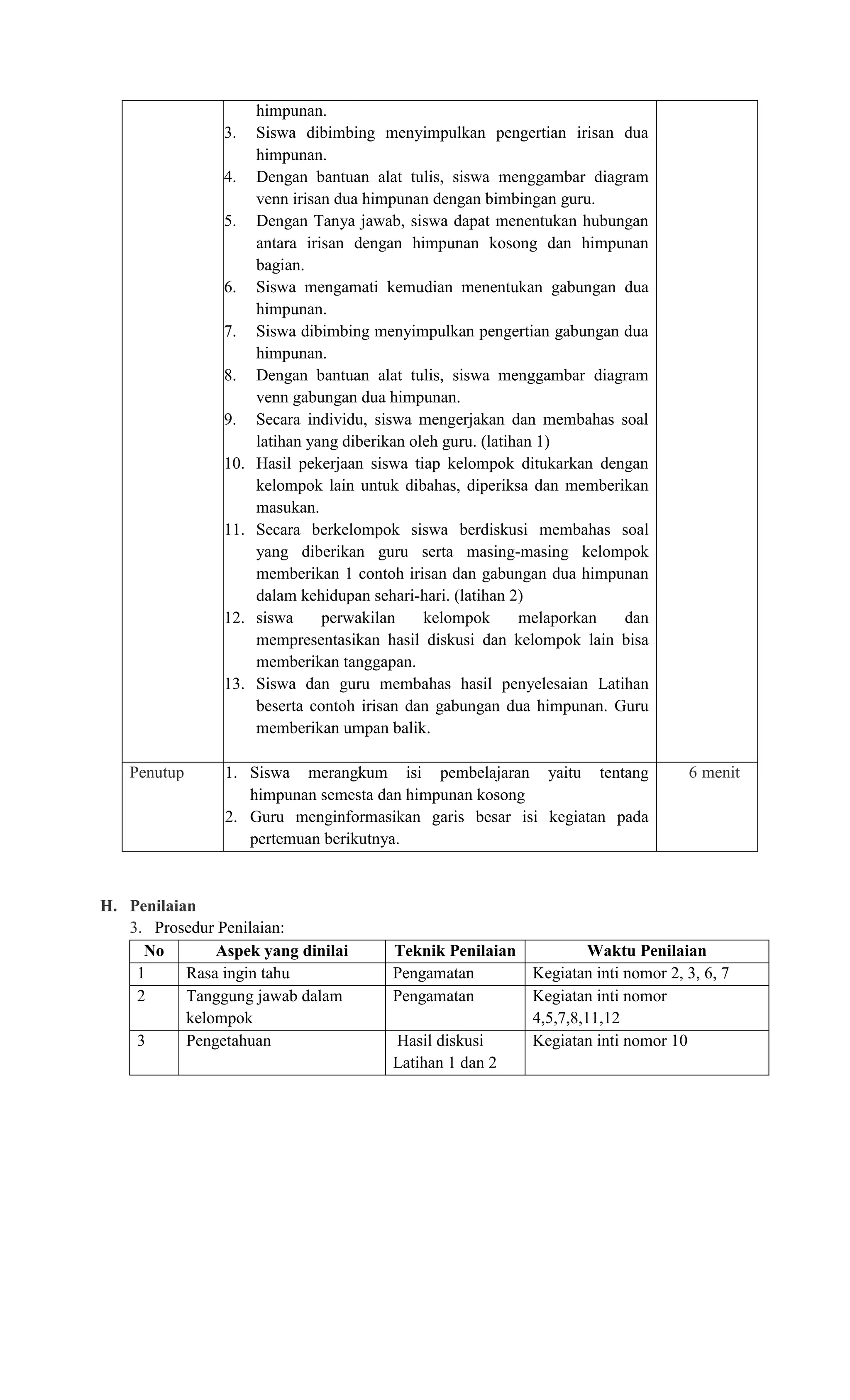 Rpp kelas vii (nh) | PDF