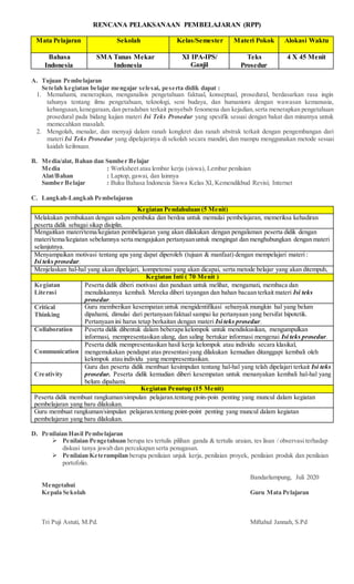 Rpp kelas xi teks prosedur ganjil (1) | DOCX