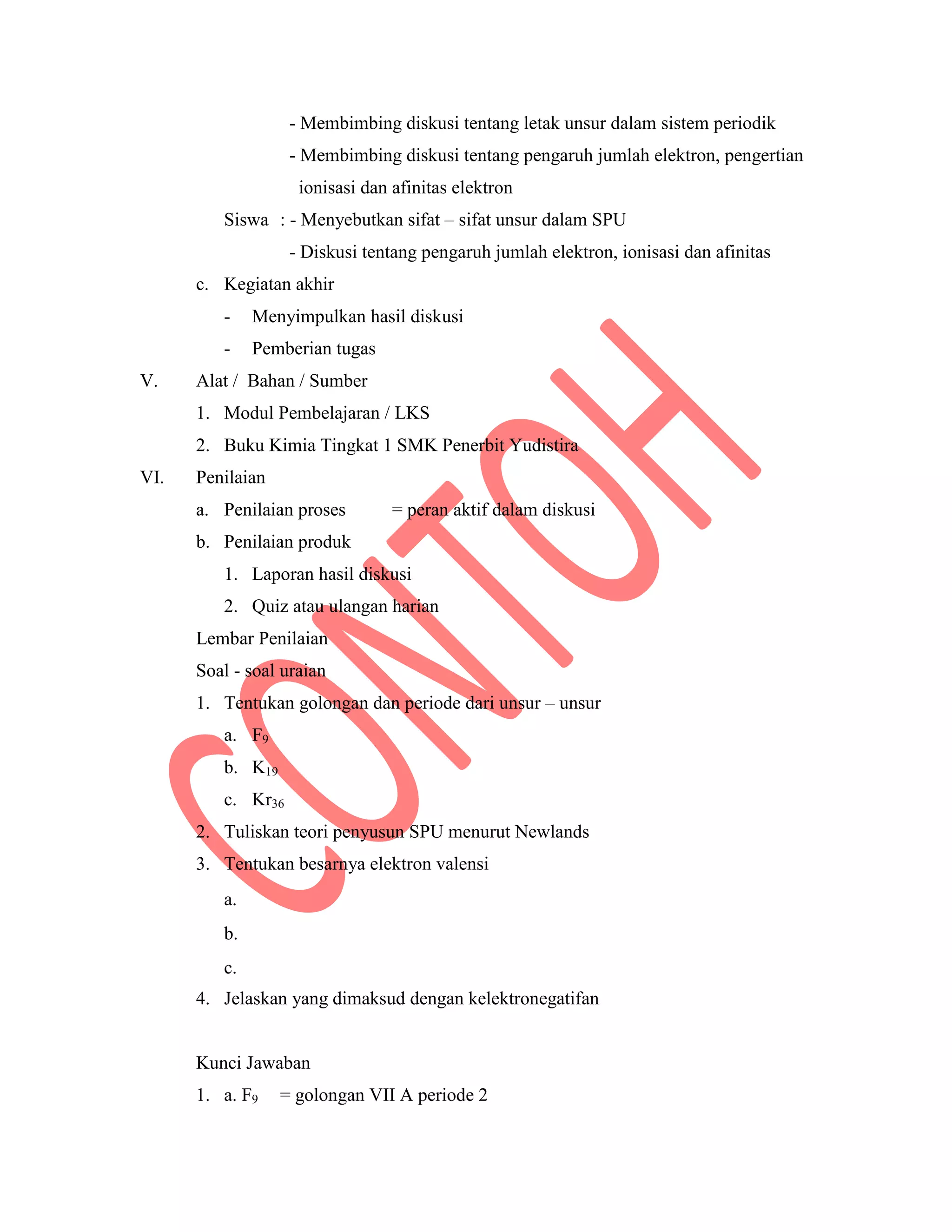 Rpp kimia kelas1 | PDF