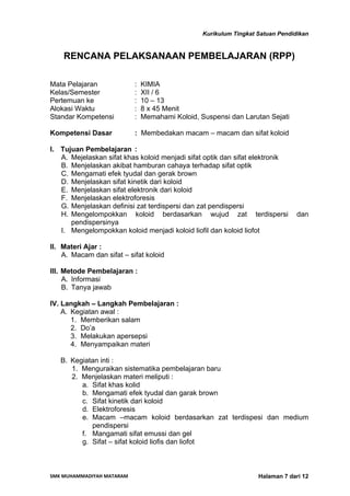 Rpp kimia kelas XII | PDF