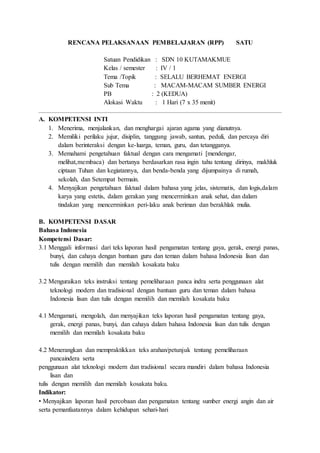 Rpp kls iv tema 2 subtema 1 pb 2 | PDF