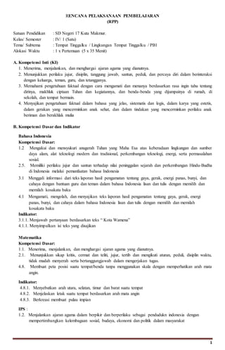Rpp kls iv tema 8 subtema 1 pb 1 | PDF