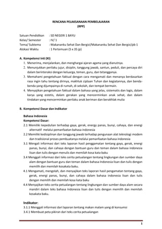 Rpp kls iv tema 9 subtema 1 pb 1 | DOCX