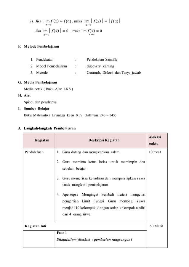 CONTOH RPP LIMIT FUNGSI ALJABAR | DOCX