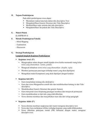 Lesson plan for X (II) Descriptive text | DOCX
