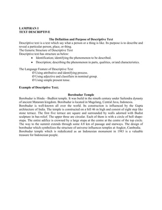 Lesson plan for X (II) Descriptive text | DOCX