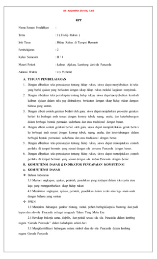 Rpp kurtilas kelas II tema 1 sub tema 2 pb 2 | PDF