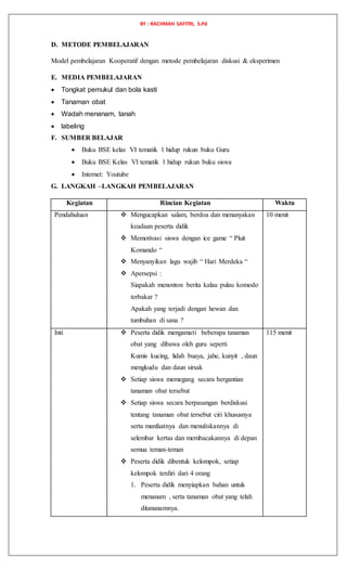 Rpp kurtilas kelas VI tema 1 sub tema 3 pb 3 | PDF