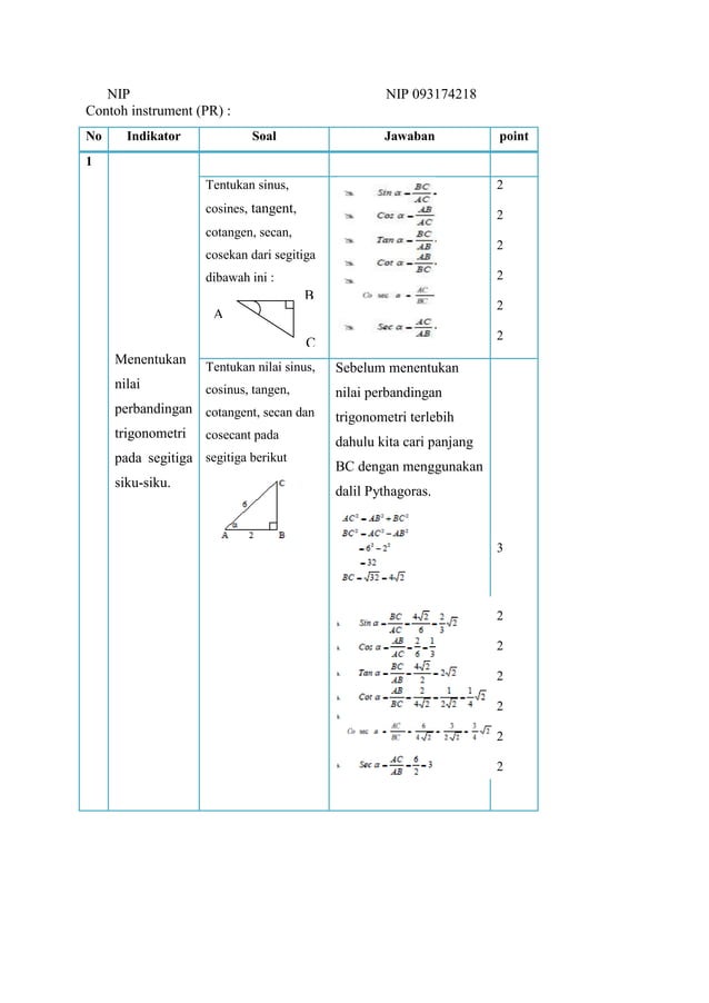 rencana pelaksanaan pembelajaran bab trigonometri PBI | PDF