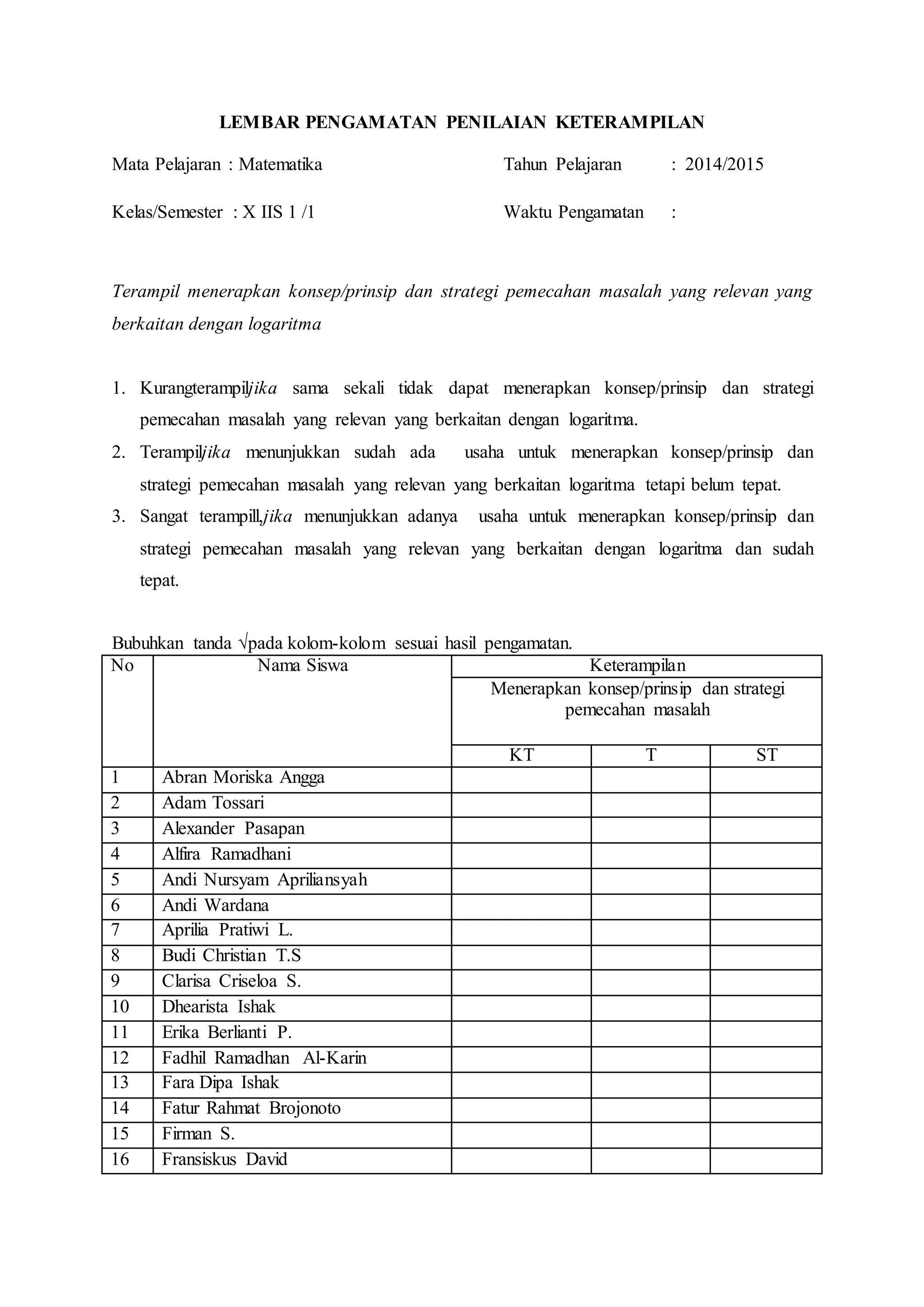 Rpp menentukan nilai logaritma menggunakan tabel logaritma ( RPP ...