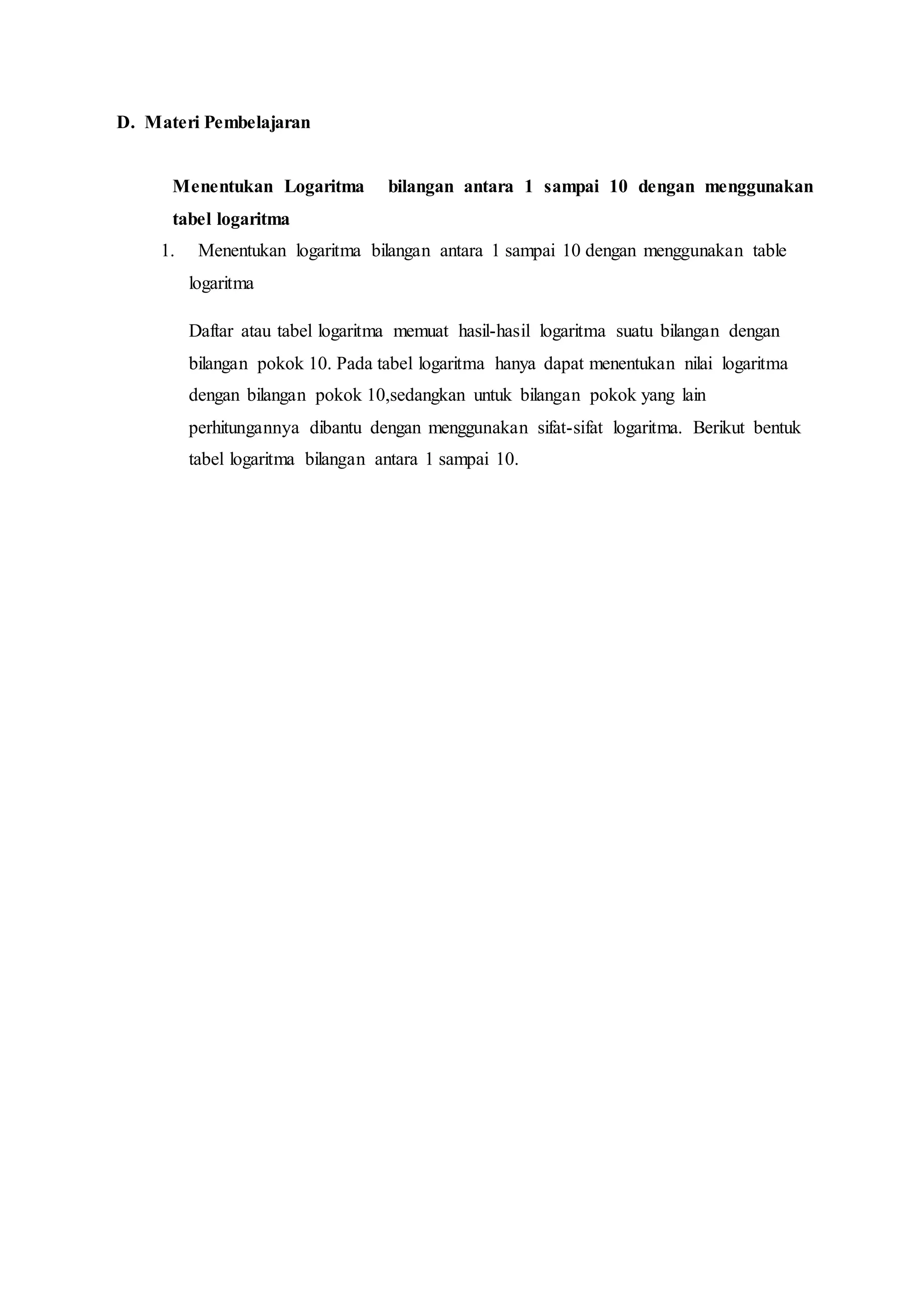 Rpp menentukan nilai logaritma menggunakan tabel logaritma ( RPP ...