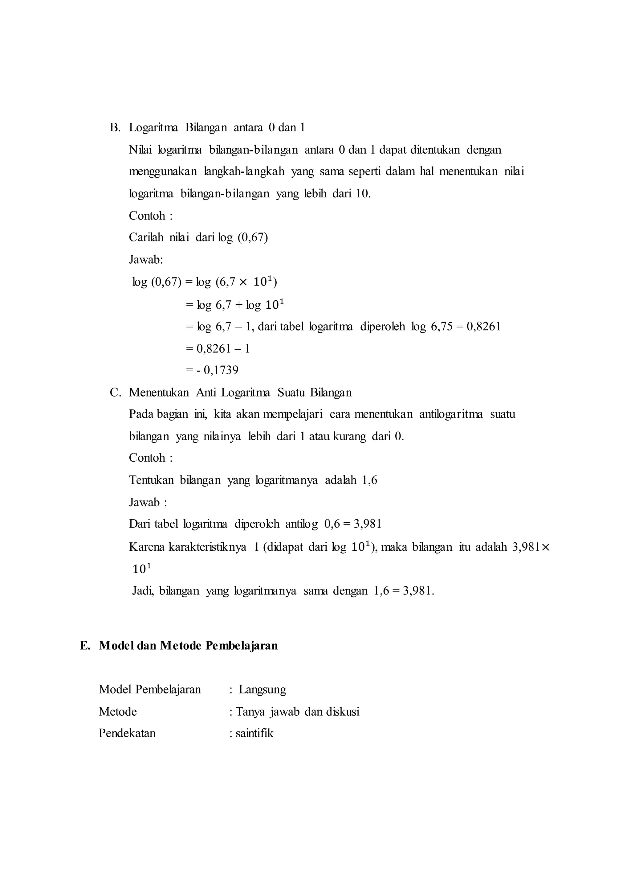 Rpp menentukan nilai logaritma menggunakan tabel logaritma ( RPP ...