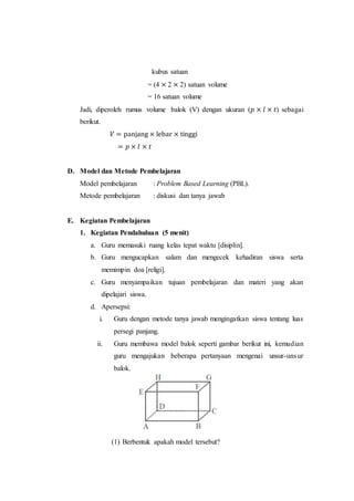 Rpp luas dan volume balok | DOCX