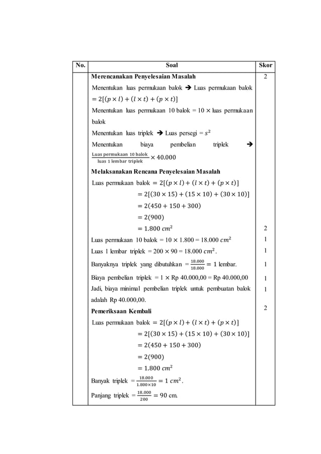 Rpp luas dan volume balok | PDF