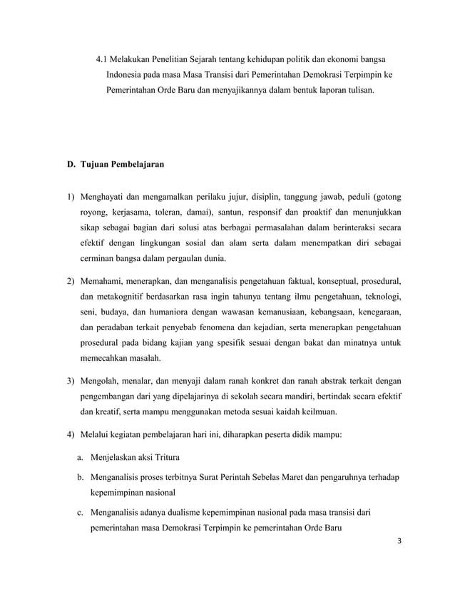 contoh Rpp masa transisi orla orba baru | PDF