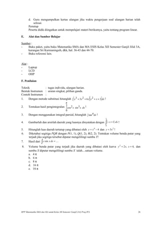 Rpp matematika SMA (integral ipa) | DOC