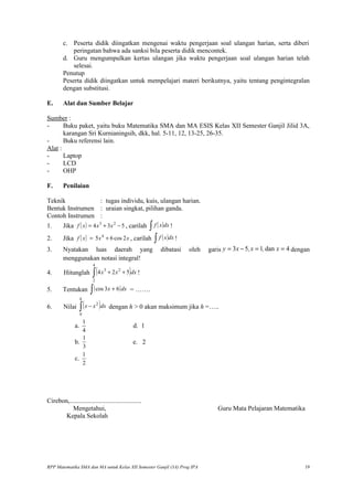 Rpp matematika SMA (integral ipa) | DOC