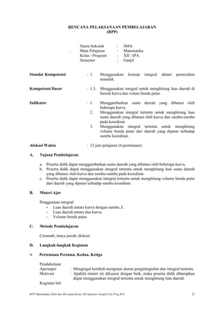 Rpp matematika SMA (integral ipa) | DOC