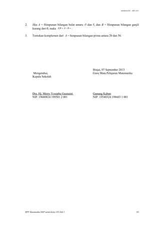 Rpp matematika kelas vii 4 | PDF