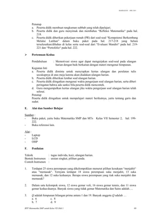 Rpp matematika kelas vii 4(1) | PDF