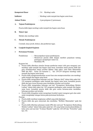 Rpp matematika kelas vii 5 | PDF