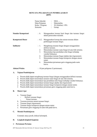 Rpp matematika SMA (limit ipa) | DOC