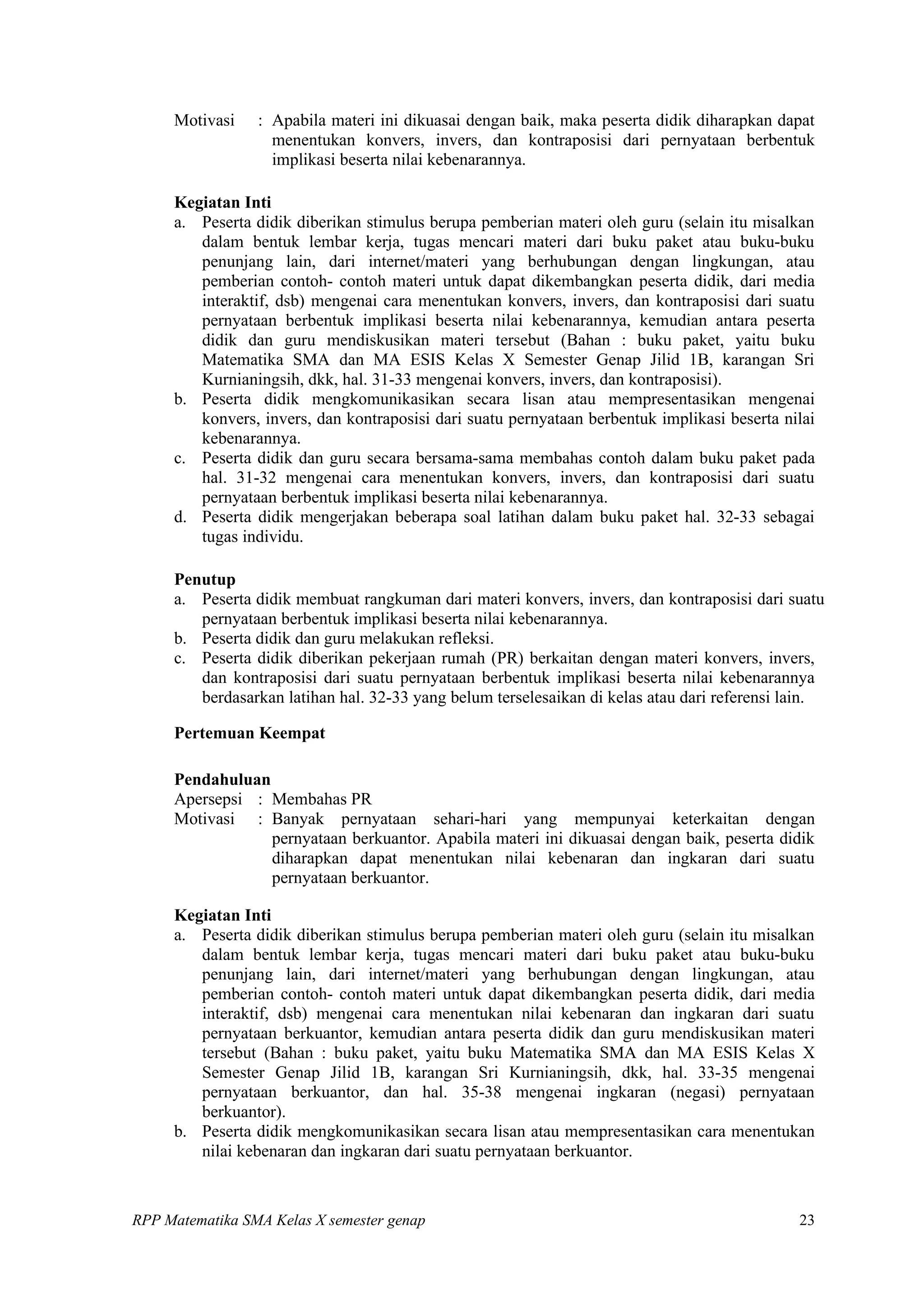Rpp matematika SMA (logika) | DOC