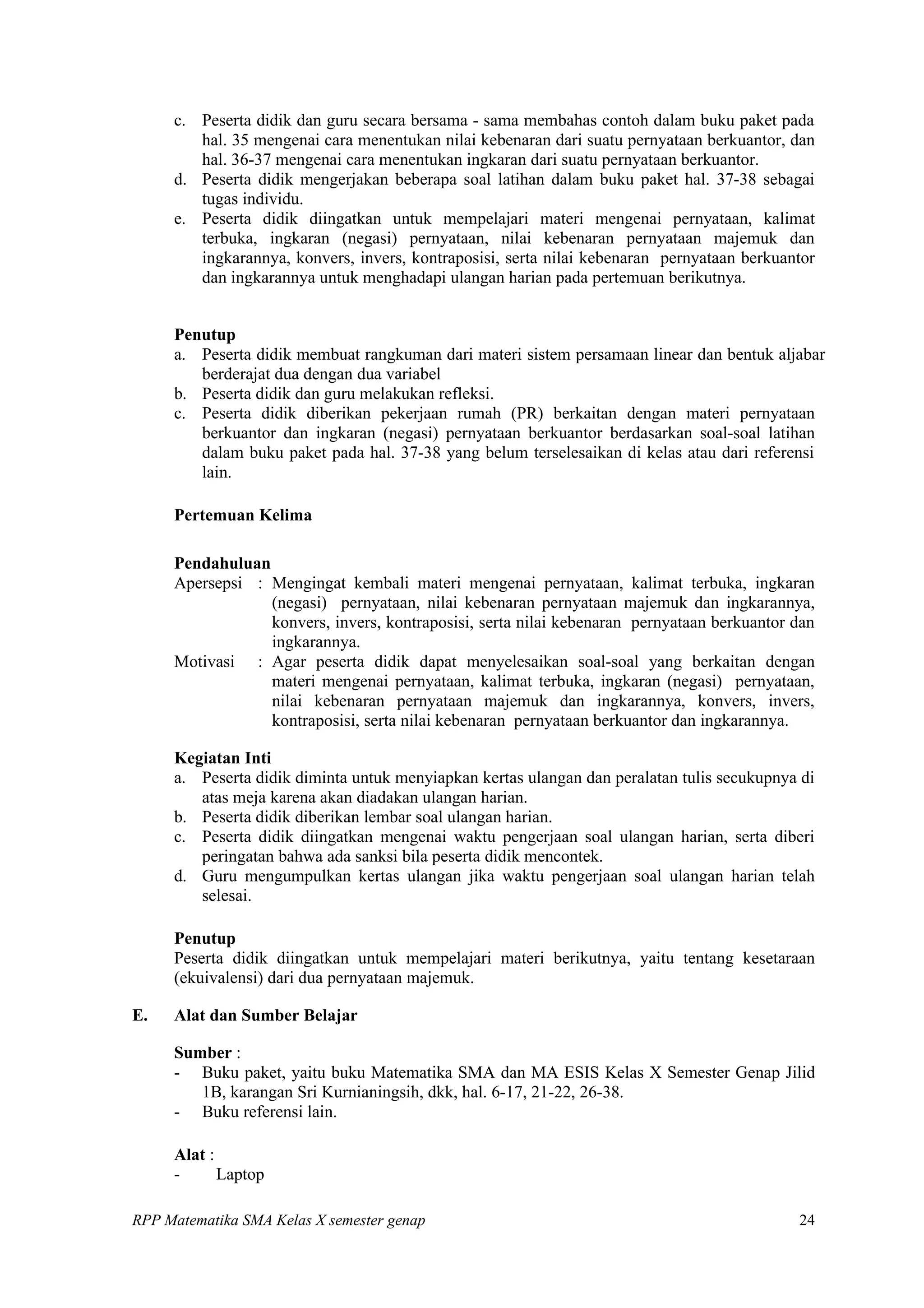 Rpp matematika SMA (logika) | DOC