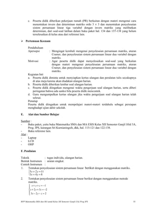 Rpp matematika SMA (matriks ips) | PDF