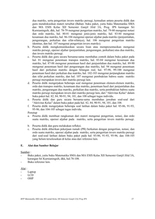 Rpp matematika SMA (matriks ips) | PDF