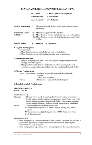Rpp matematika smp kelas 8 | DOC