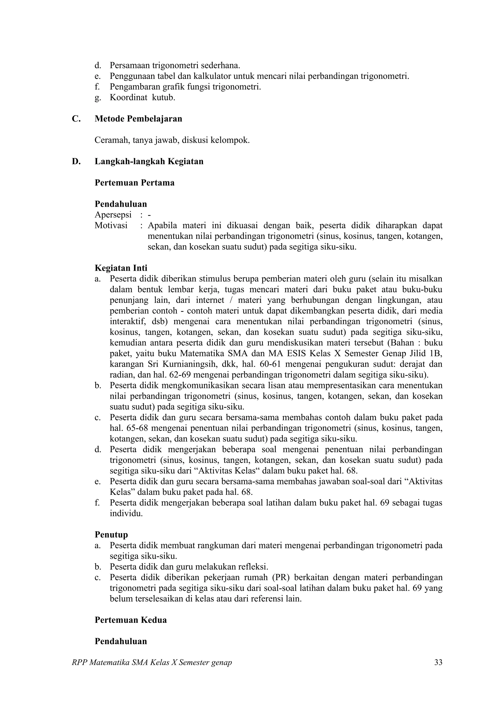 Rpp matematika SMA (trigonometri) | DOC