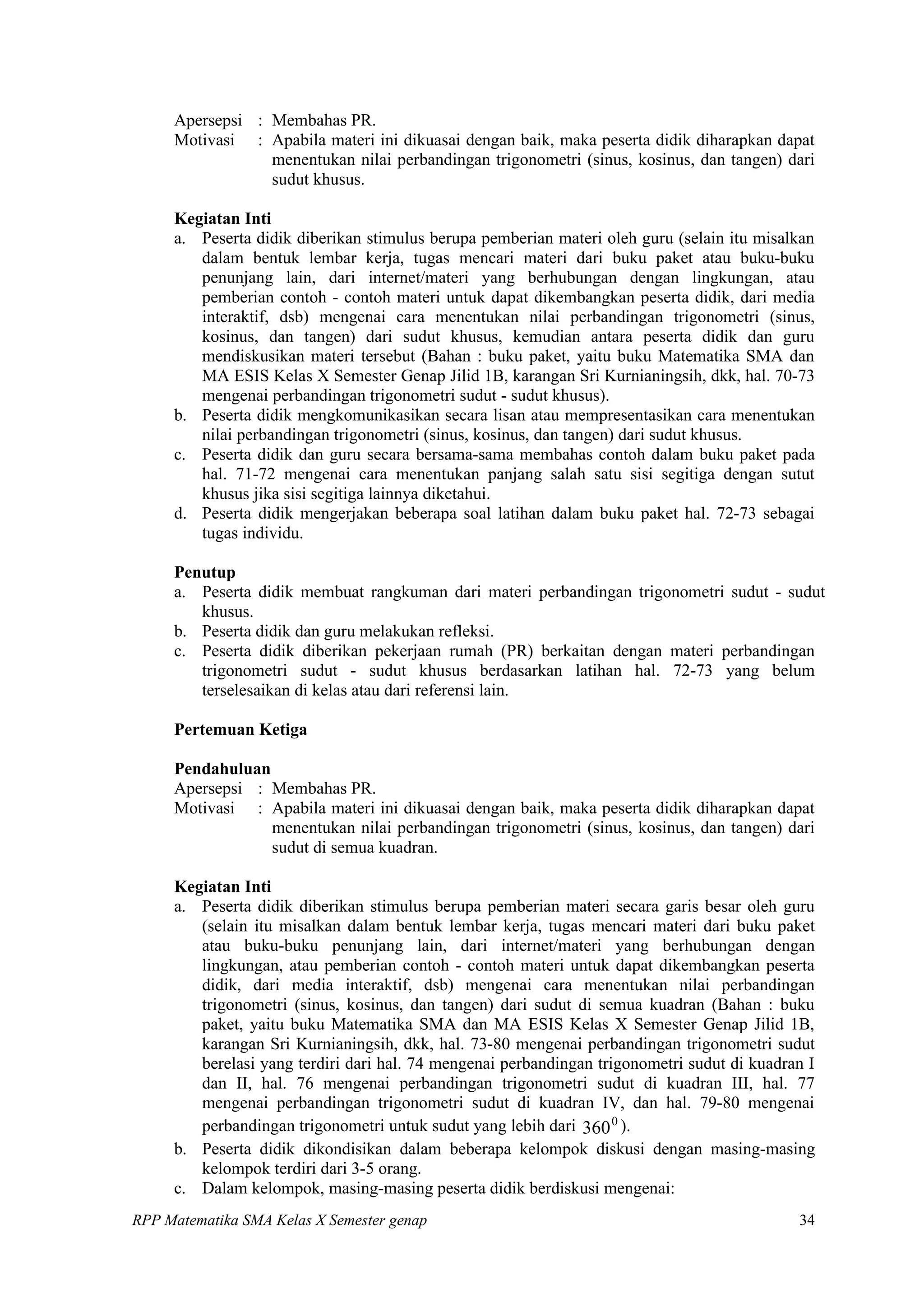 Rpp matematika SMA (trigonometri) | DOC